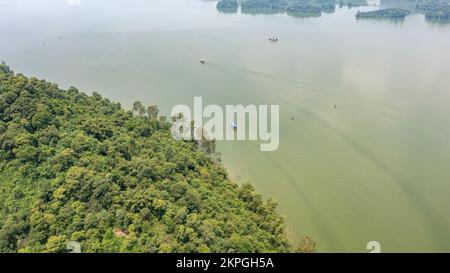 Landscape in Nui Coc lake, Thai Nguyen, Vietnam. The famous park in ...