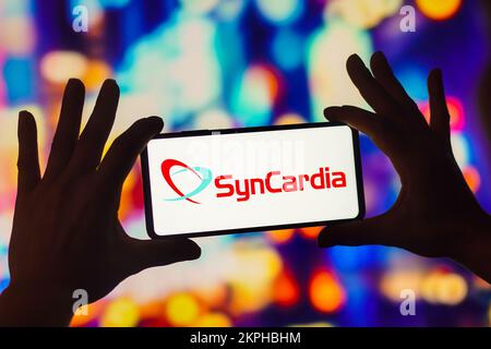 In this photo illustration, the SynCardia Systems logo is displayed on ...