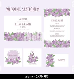 WEDDING AQUILEGIA COMPLETE Design Purple Collection Wedding Stationary ...