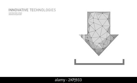 Download arrow low poly sign. Blue triangle line symbol. Mobile web ...