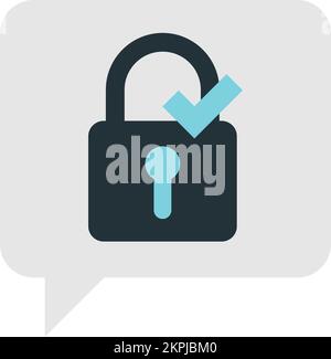 Text box with padlock and check mark illustration in minimal style ...