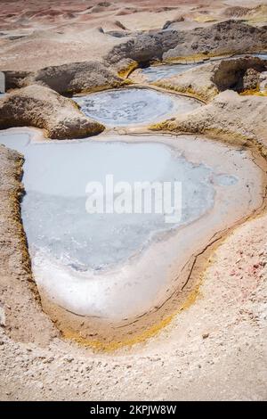 Boiling mud pools in Sol de Mañana (Morning Sun) Geothermal Area in ...