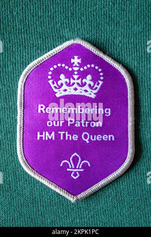 Southampton, UK - 13th November 2022: A Cub scout badge commemorating ...