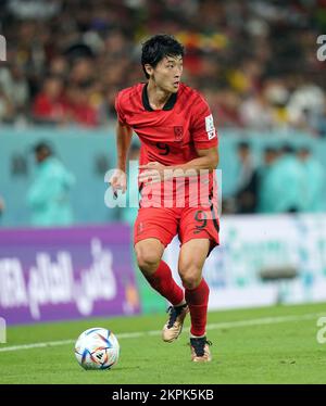 South Korea's Cho Gue-sung scores their side's second goal of the game ...