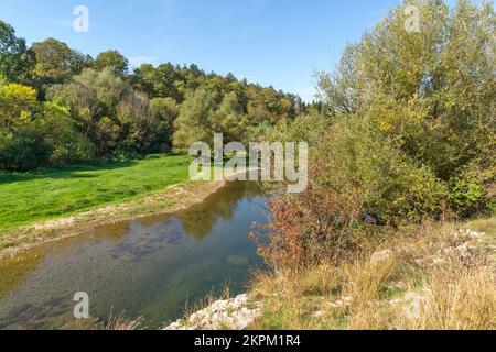 Amazing Landscape of Vit river, passing near village of Aglen, Lovech ...