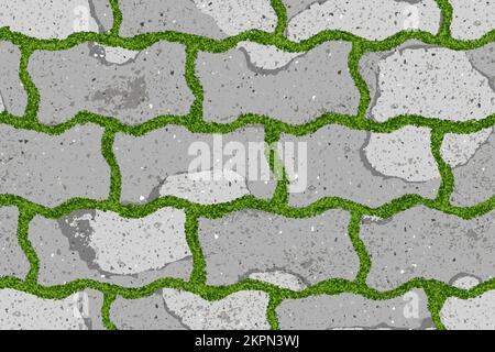 Seamless pattern of pavement with figured interlocking textured cracked old bricks Stock Vector ...