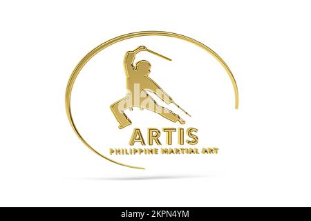 Golden 3d Arnis icon - Filipino martial art - isolated on white ...