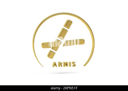 Golden 3d Arnis icon - Filipino martial art - isolated on white ...