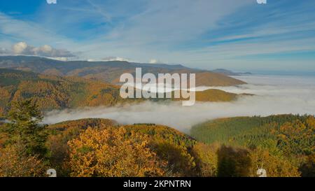 vosges mountains late november, fog in the valley of alsace Stock Photo ...