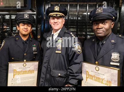 PO Taufique Bokth, NYPD Chief of Transit Jason Willcox, PO Brunel ...