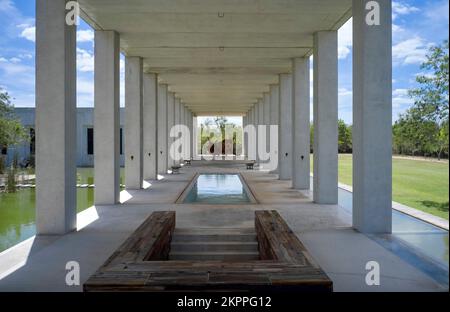 View towards pool. Plantel Matilde, Merida, Mexico. Architect: Javier ...