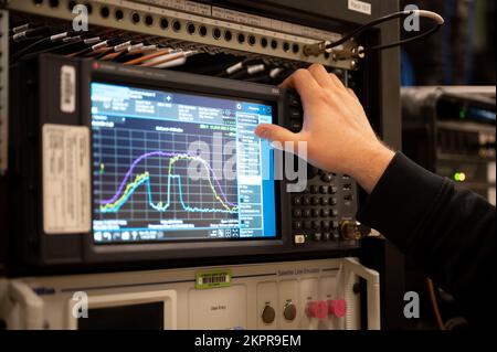 A Wideband Global SATCOM (WGS-9), satellite was transported from the ...