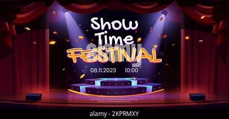 Show Time background with red curtains. Vector Illustration EPS10 Stock ...