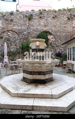 lion fountain, Doria Castle, Porto Venere, Cinque Terre, Liguria, Italy ...
