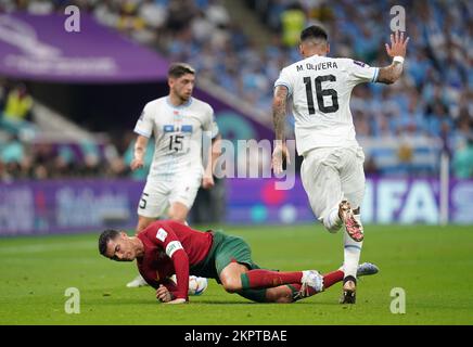 Cristiano Ronaldo of Portugal fouled during the UEFA EURO 2020 ...