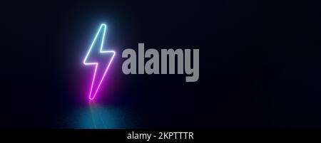 neon thunderbolt, 3d render, panoramic layout Stock Photo - Alamy
