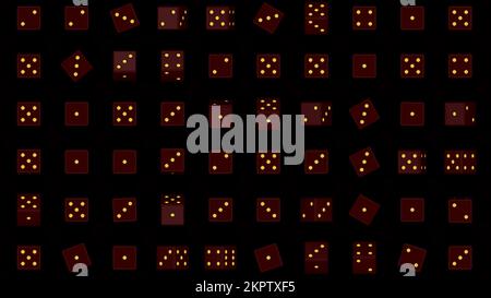 Many crimson and yellow gamble dices backdrop - abstract 3D rendering ...