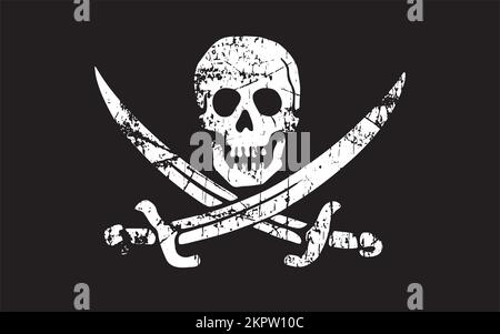classic distressed grunge skull and crossbones symbol silhouette ...