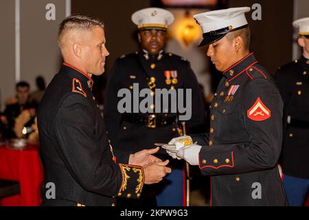Marine Corps Lt. Col. Jeffrey Chessani, left, arrives with his wife ...