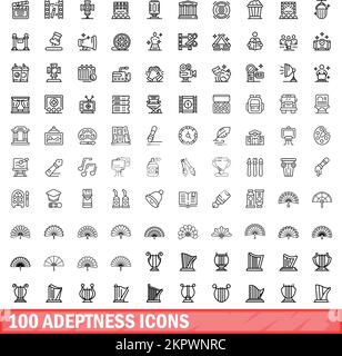 100 adeptness icons set. Outline illustration of 100 adeptness icons ...