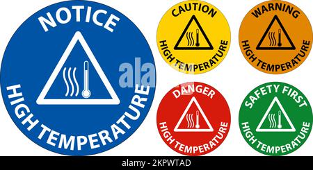 Caution High temperature symbol and text safety sign Stock Vector Image ...