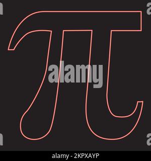 Neon symbol pi red color vector illustration image flat style Stock ...