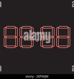 Neon digital clock face red color vector illustration image flat style ...