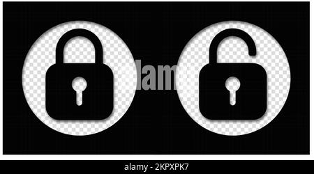 Unlocked round padlock white flat icons on color rounded square ...