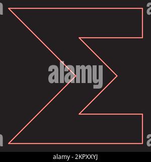 Neon sum symbol red color vector illustration image flat style light ...