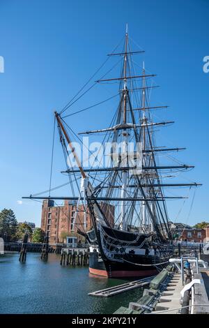 USS Constitution, museum ship, bow, masts, rigging, frigate, U.S. Navy ...