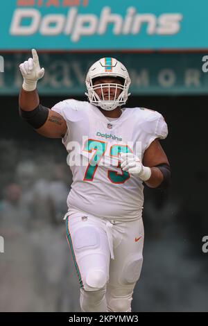 Miami Dolphins guard Austin Jackson talks with the news media at NFL ...