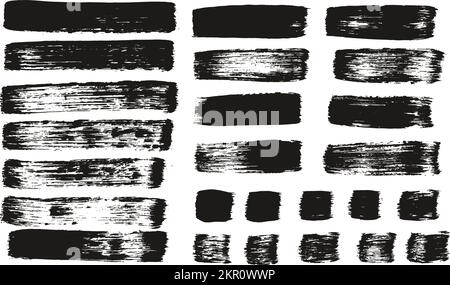 Flat Paint Brush Thick Straight Lines Mix High Detail Abstract Vector ...