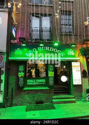 The famous Leo Burdock Fish & Chips restaurant. Christchurch Plaza ...