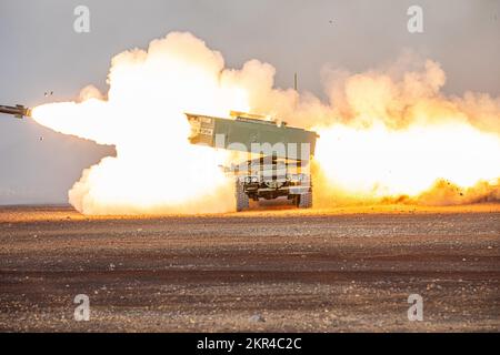 U.S. Army M142 HIMARS from A Battery, 5th Battalion, 3rd Field ...