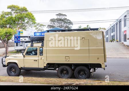 Heavily modified Land Rover Defender transformed into a 6 six wheel ...