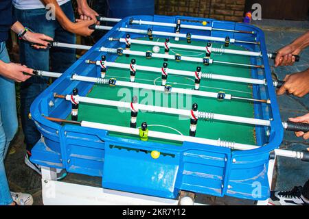 Metegol, futbolín, futbolito. Table soccer game with River Plate and ...