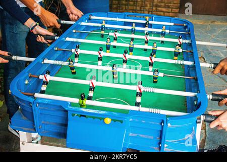 Metegol, futbolín, futbolito. Table soccer game with River Plate and ...