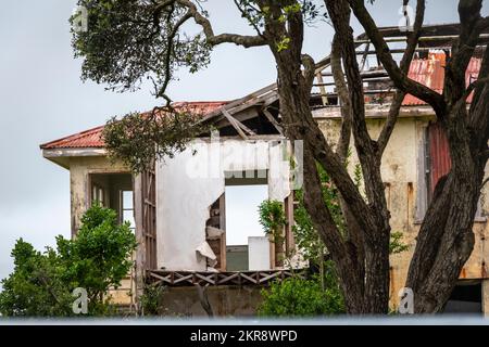 Derelict hospital buildings, Patea, Taranaki, North Island, New Zealand ...