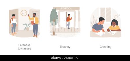 Lateness to classes isolated cartoon vector illustration. Student is ...