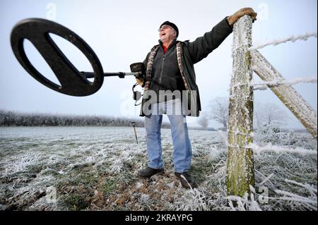 Metal detector David Crisp in the Somerset field where he discovered ...