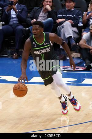 Minnesota Timberwolves guard Anthony Edwards (5) looks to drive around ...