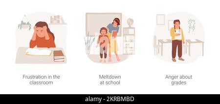 Meltdown at school isolated cartoon vector illustration. Autism ...