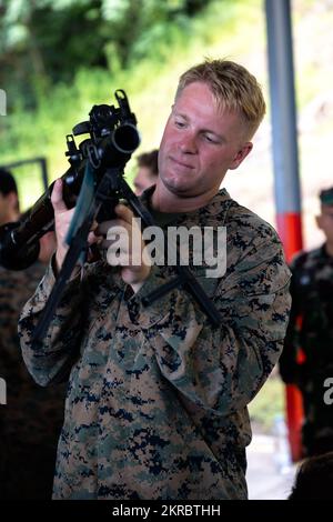 Indonesian Marine Corps 1st Lt. Ketut Yoga Kosala, left, a platoon ...