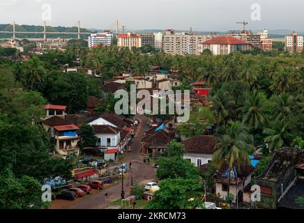 View of a old Panjim city from Altinho hill state Goa India 10 15 2022 ...