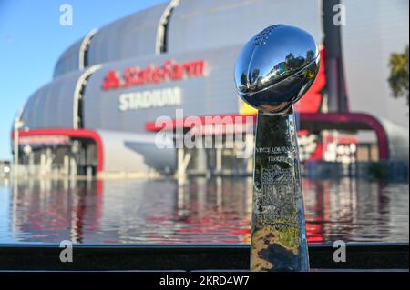 A general overall view of State Farm Stadium reflection pond, Monday ...