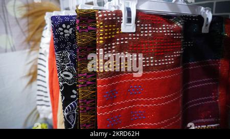 close up ulos cloth in the fashion store market. Ulos is the ...