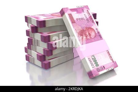 Indian Rupee 2000 Currency Note Bundles isolated on White Background ...