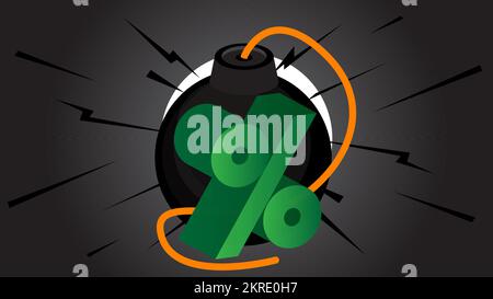 Percentage Sign with black Bomb. Cartoon Vector Illutration Stock ...