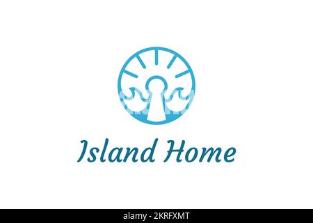Island keyhole property logo with ocean wave shape Stock Vector Image ...