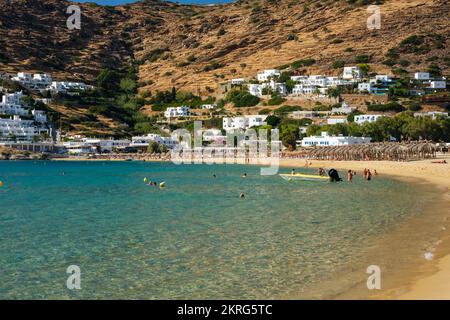 Ios, Greece - September 15, 2022 : Tourists enjoying the beautiful ...